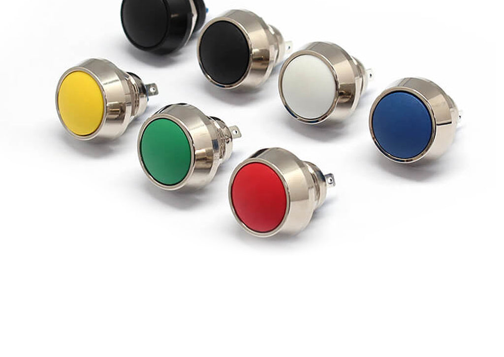 12mm 2 Pin Flat Head Stainless Steel Metal Push Button Switch – FILN ...