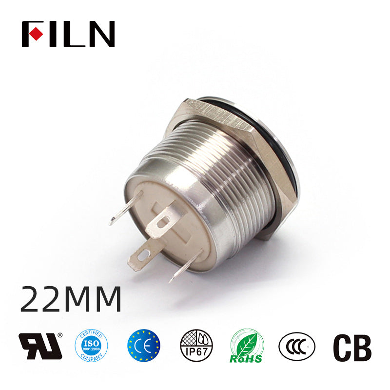 22MM 220 VAC Switch Customized Short 4 PIN Metal Push Button Switch ...