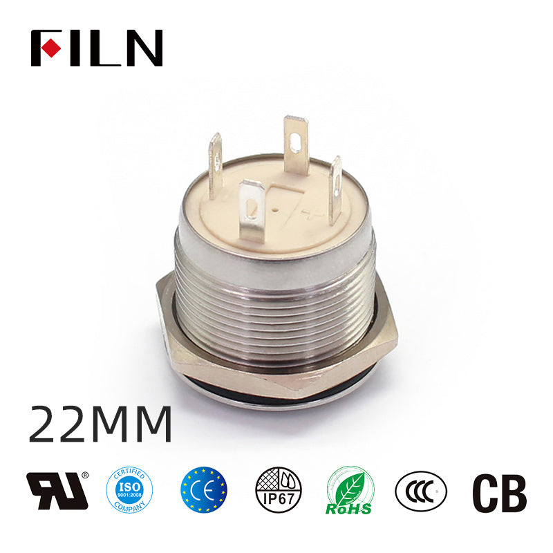 22MM 220 VAC Switch Customized Short 4 PIN Metal Push Button Switch ...