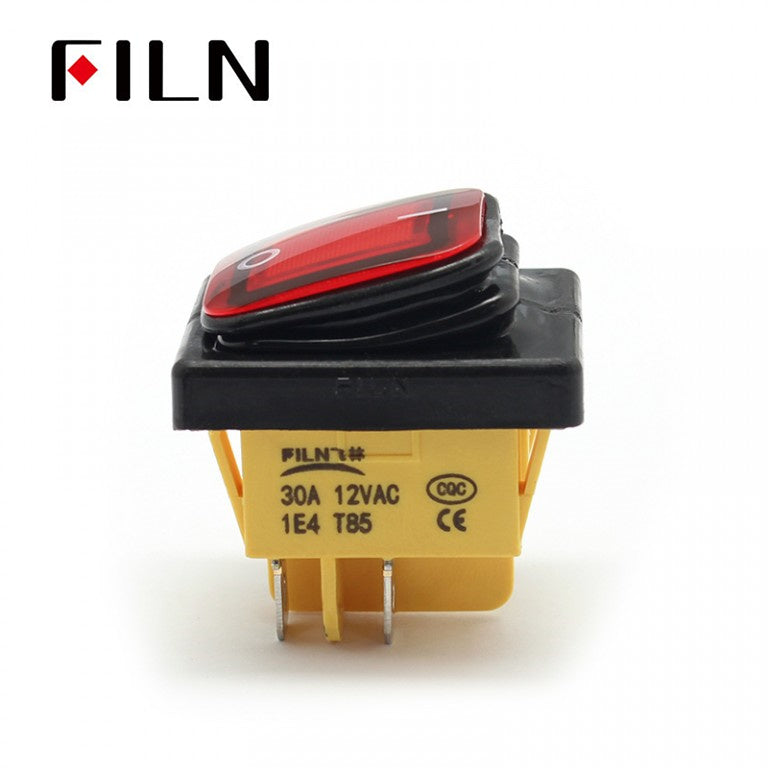 FILN Toggle Rocker Switch on off 20A/220V Heavy Duty 4 pin DPST IP67 S ...
