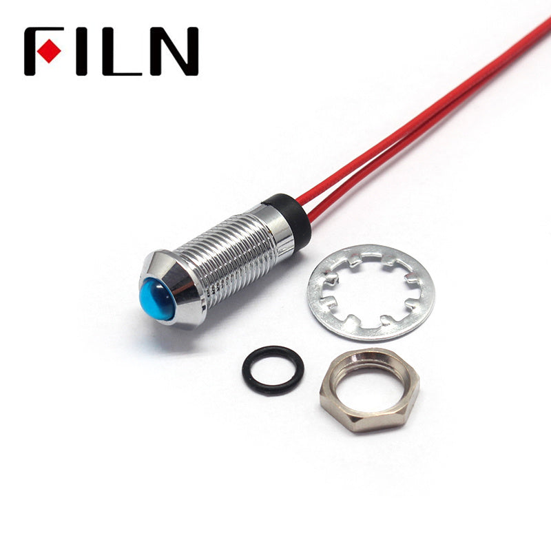 8mm IP65 Red LED Metal Signal 12 Volt Indicator Light for Bike - FILN ...