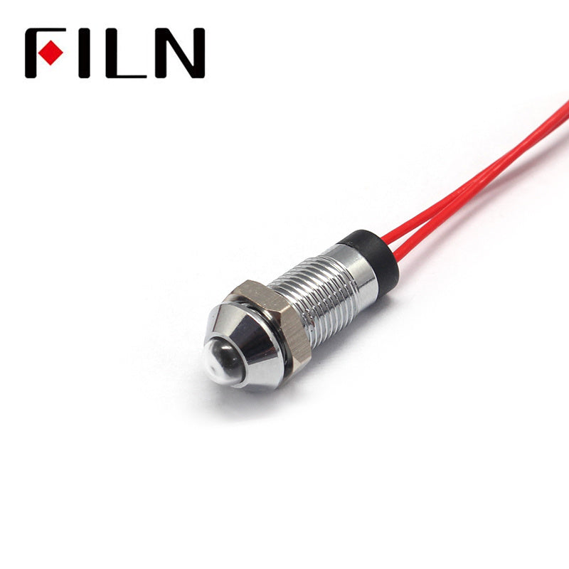 8mm IP65 Red LED Metal Signal 12 Volt Indicator Light for Bike - FILN ...