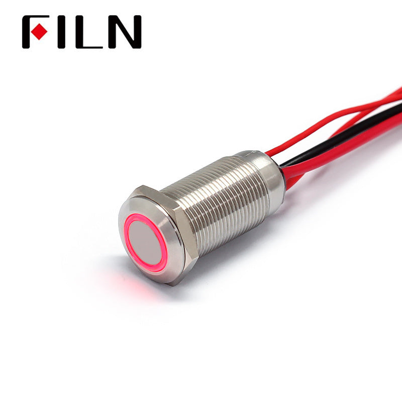 FILN 12mm Waterproof IP67 Light Push Button Switch With Wire Momentary ...