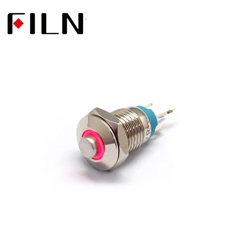 8mm Mini 3v Red Normally Open Momentary Metal Push Button Switch- FILN ...