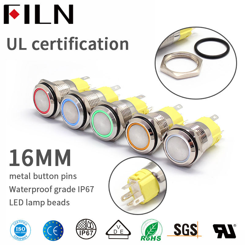16mm 12V blue Green Double Color Custom Car Push Button Switches-FILN ...