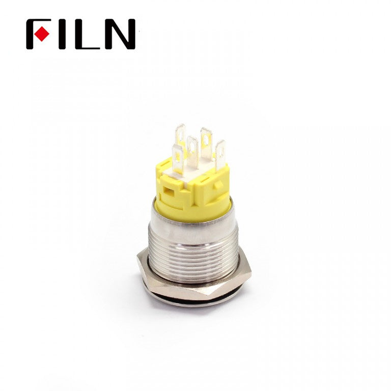19MM Flat Head Terminal Pin Concave Momentary Push Button Switch -FILN ...
