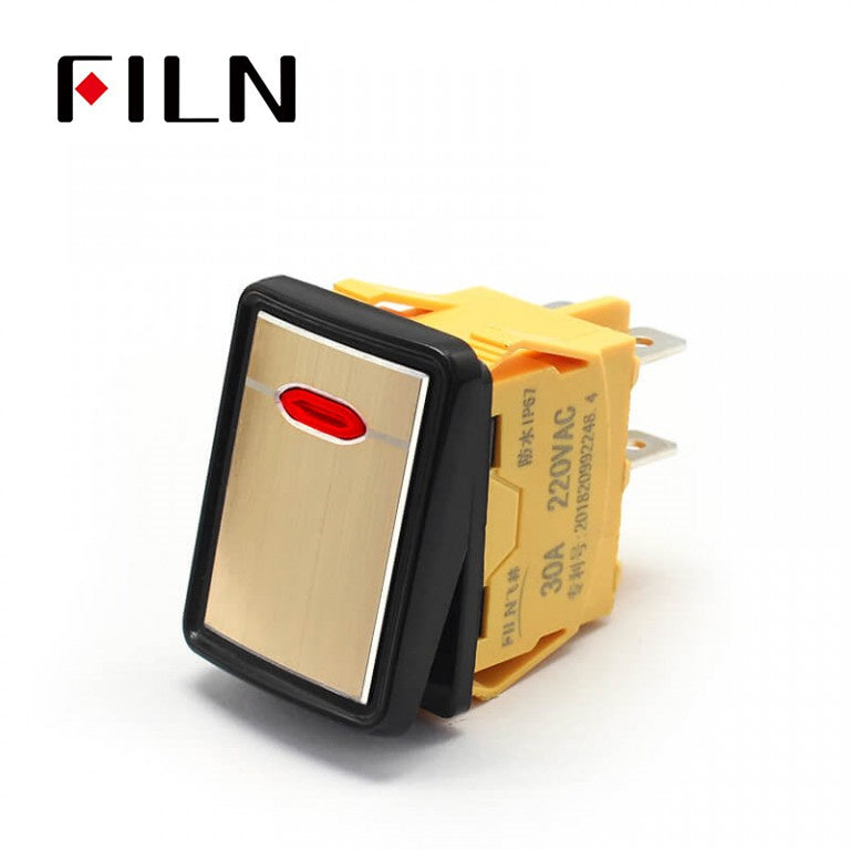 FILN 30A 250V Waterproof IP67 Black Silver Rocker Light Switch - FILN ...