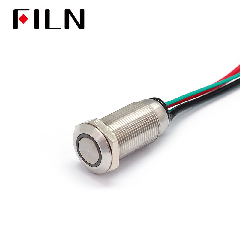 FILN 12mm Waterproof IP67 Light Push Button Switch With Wire Momentary – YUEQING YULIN ...