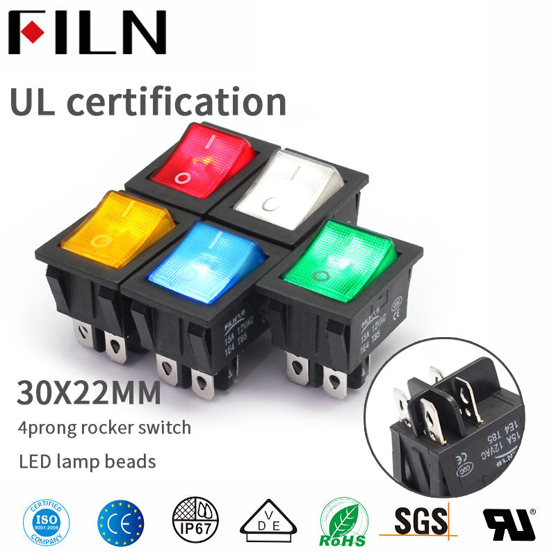 FLIN 250V 15A 4 PIN Affordable LED Light Rocker Switch - FILN – FILN ...