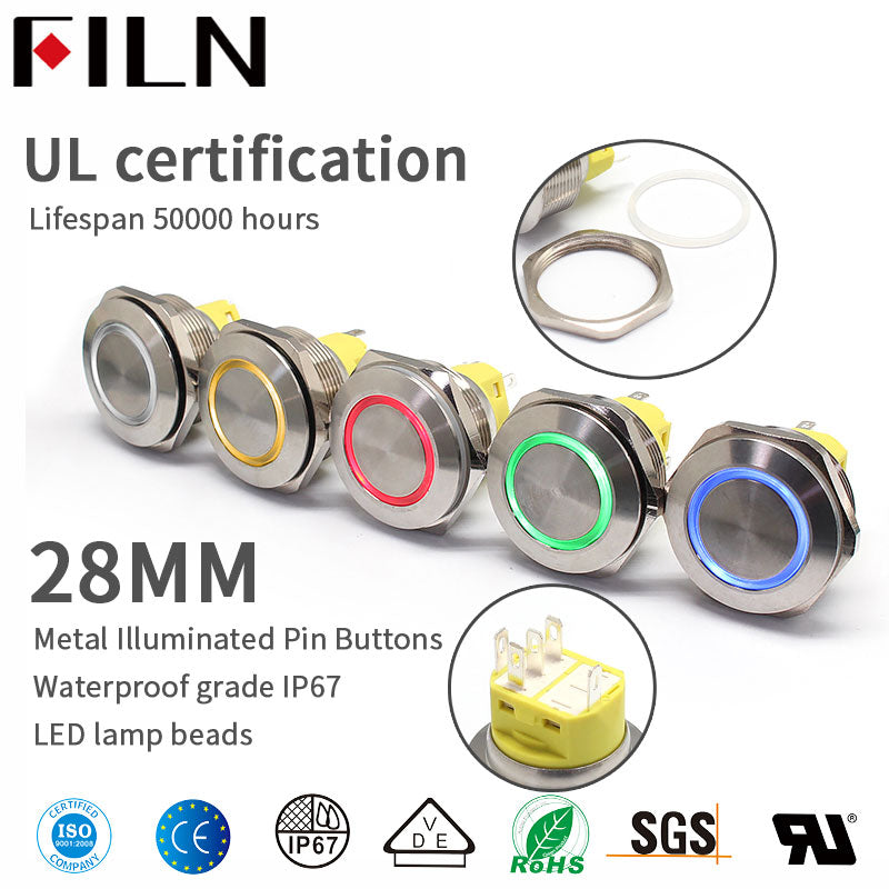 28MM LED IP67 Ring Metal Push Button Switch - FILN – FILN Shopify