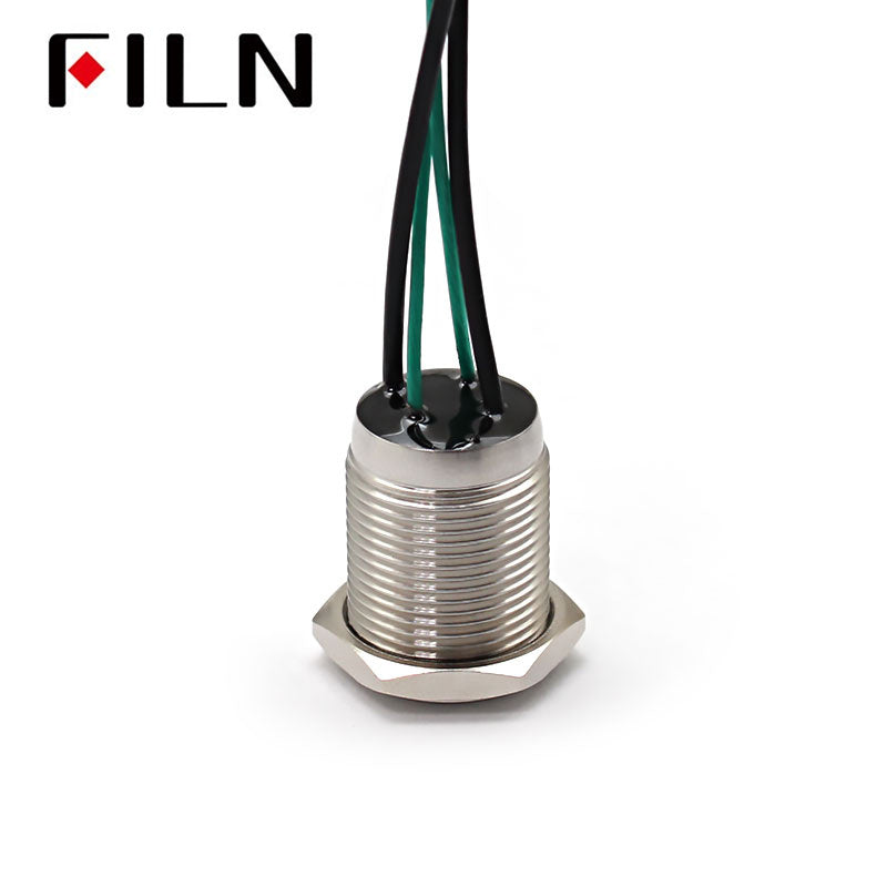 16MM 12V Green LED Metal Push Button Light Switch With Wire - FILN ...