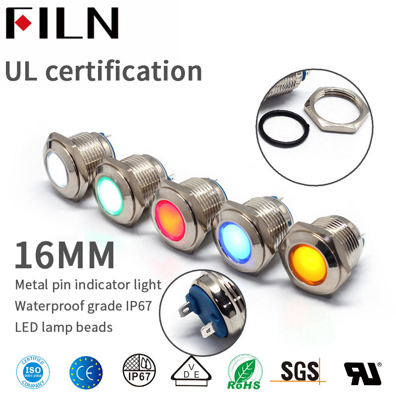 16MM 12V LED Good Price Switch with Red Indicator Light - FILN – FILN ...
