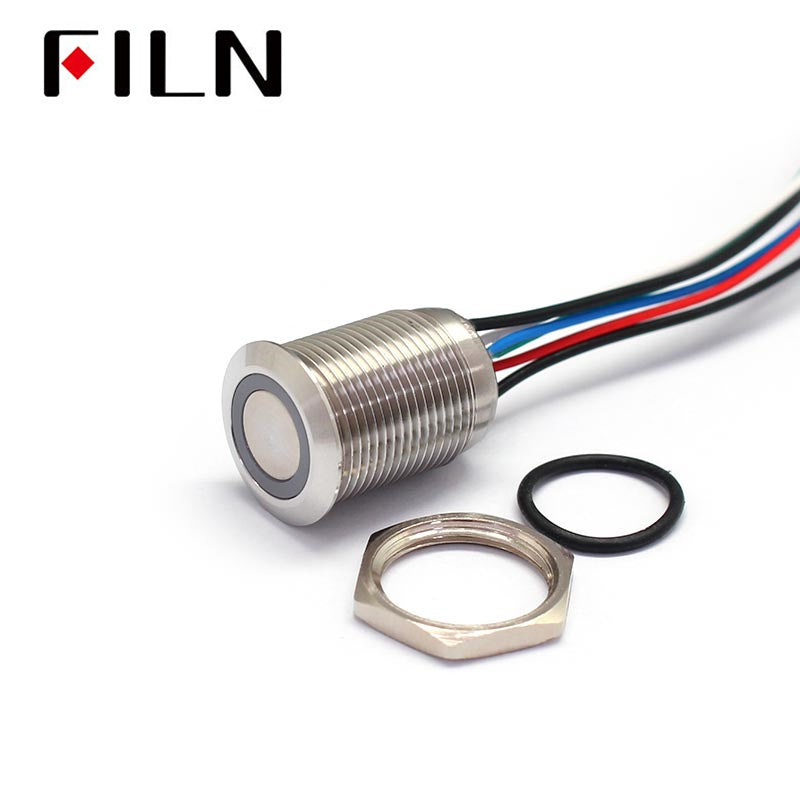 16MM 12V IP68 Green Bule Three Colors LED Push Button Switch - FILN ...
