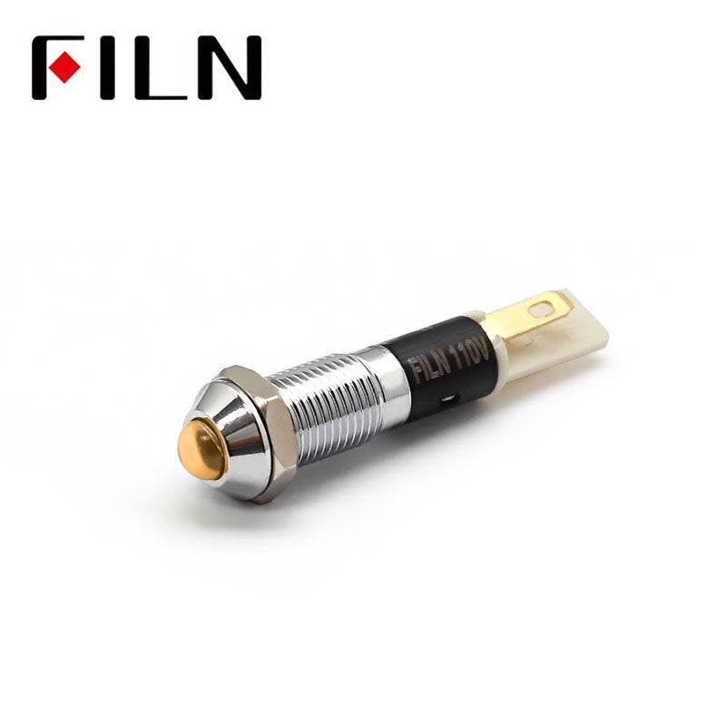 FILN 8mm Metal Pilot Lamp LED Indicator Light With Solder Terminal(6.3 ...