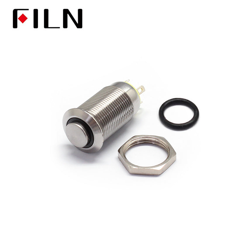 12mm 12V LED Momentary 2 Pins 4 Pins 1NO Latching Brass Nickel Plated ...